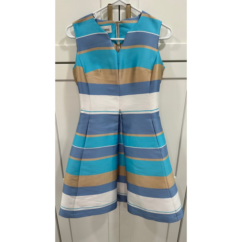 Sara Campbell Striped Fit & Flare Dress Sleeveless Po… - Gem